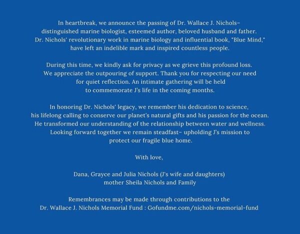 Blue Mind author Dr Wallace J Nichols, 1967 - 2024 - International ...